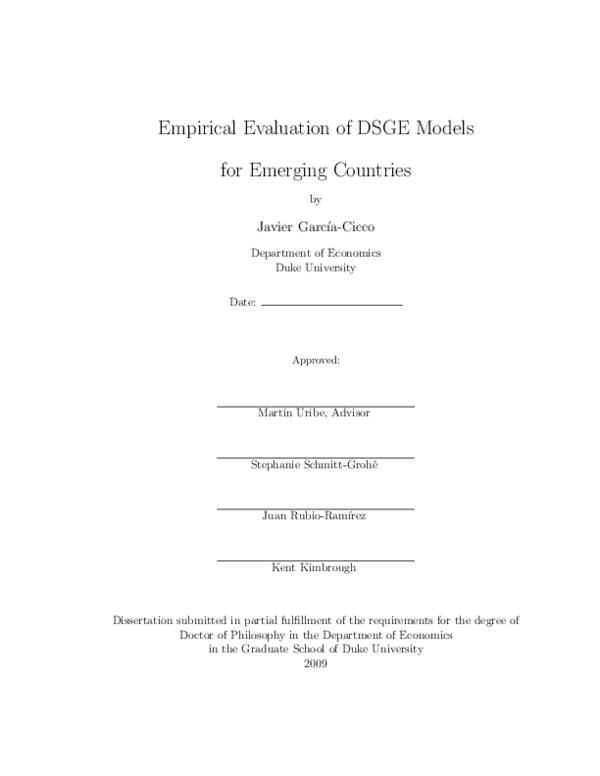 (PDF) Empirical Evaluation of DSGE Models for Emerging Countries