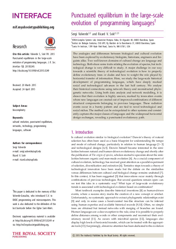 (PDF) Punctuated Equilibrium in the Large Scale Evolution of ...