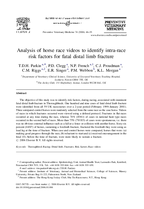 (PDF) Analysis of horse race videos to identify intra-race risk factors ...
