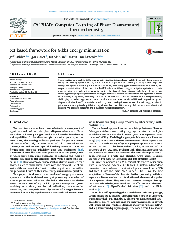 Computer Coupling Of Phase Diagrams And Thermochemistry Calp