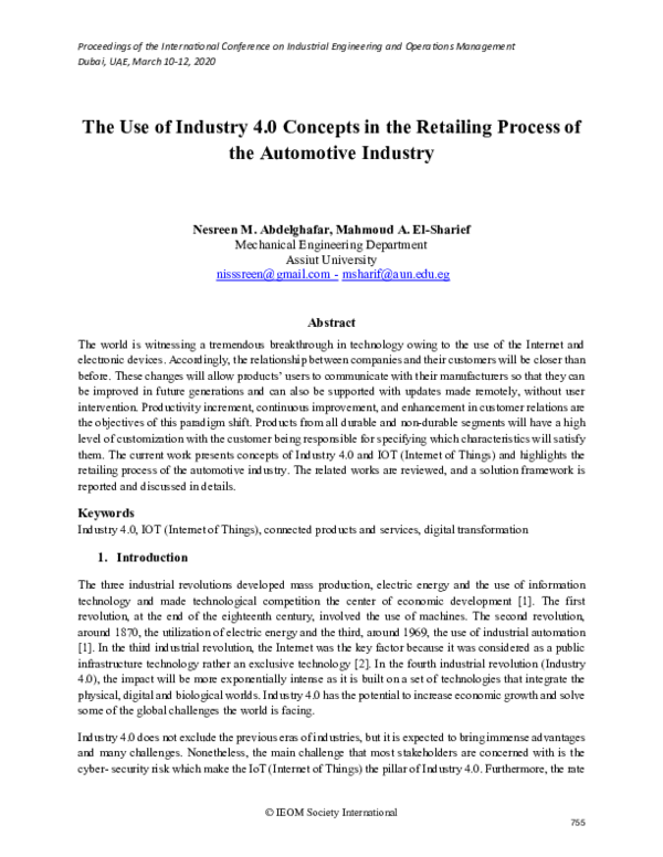 (PDF) The Use of Industry 4.0 Concepts in the Retailing Process of the ...