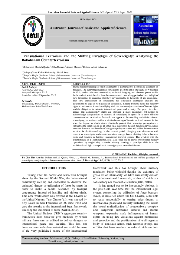 (PDF) Transnational terrorism and the shifting paradigm of sovereignty ...
