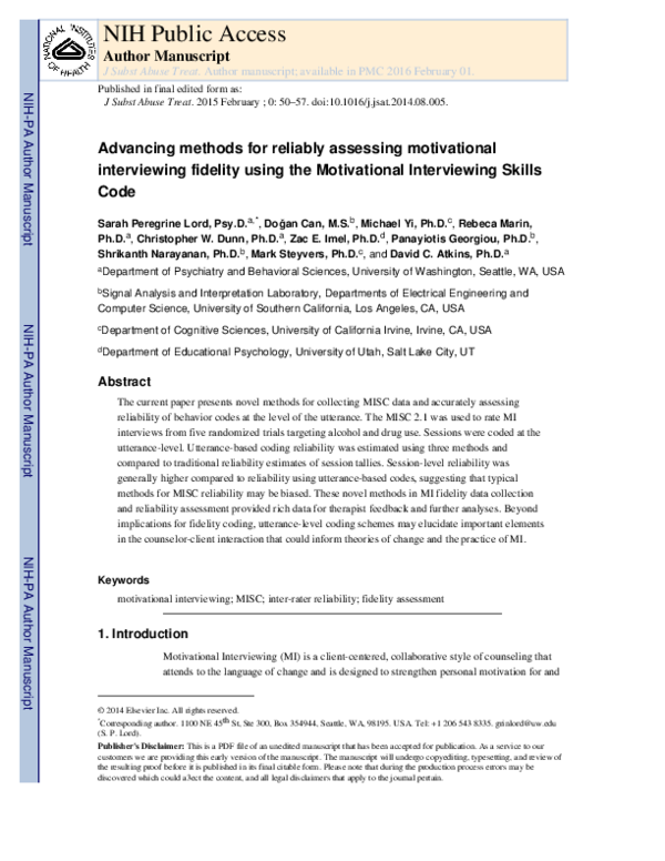 (PDF) Advancing methods for reliably assessing motivational ...
