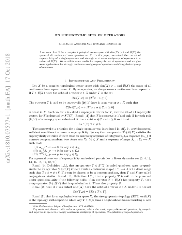 (PDF) On supercyclic sets of operators