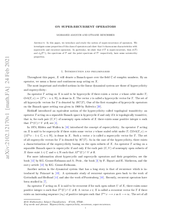 (PDF) On super-recurrent operators
