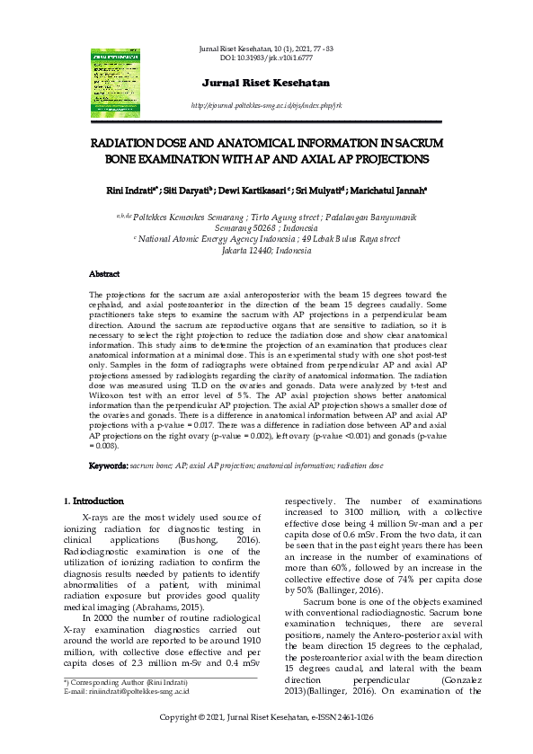 (PDF) Radiation Dose and Anatomical Information in Sacrum Bone ...