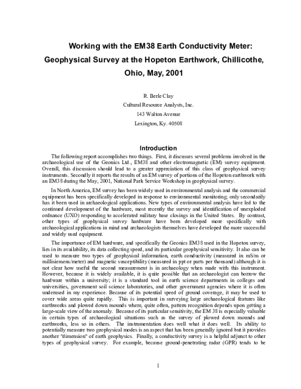 (PDF) Working with the EM38 Earth Conductivity Meter: Geophysical ...