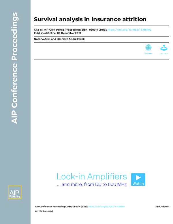 (PDF) Survival analysis in insurance attrition
