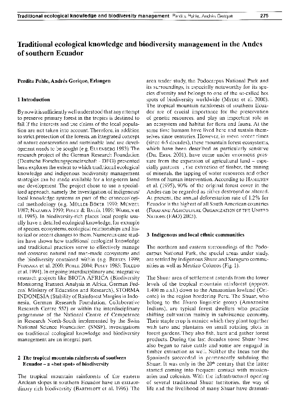 (PDF) Traditional ecological knowledge and biodiversity management