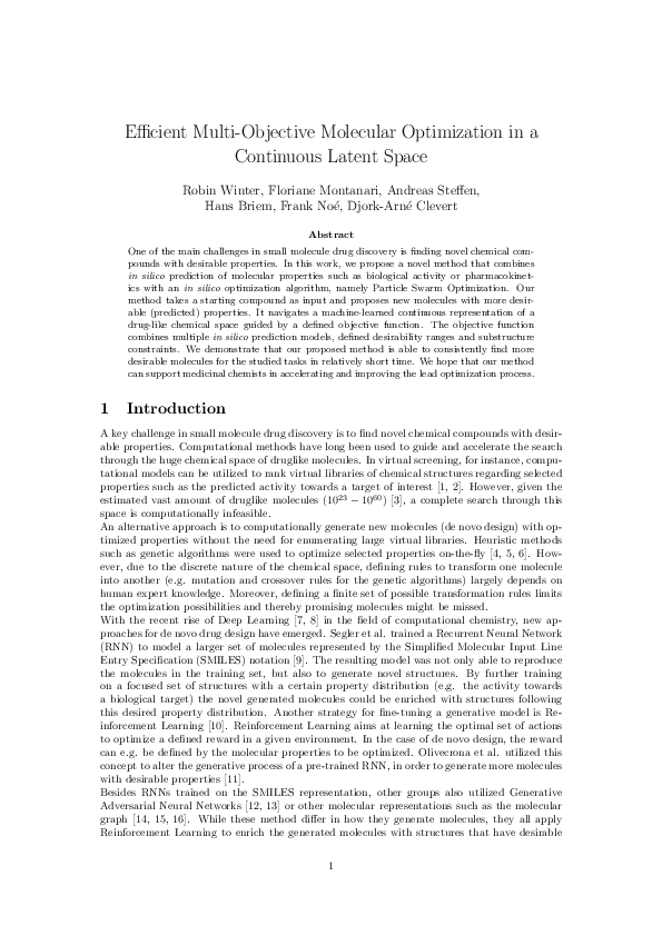 (PDF) Efficient Multi-Objective Molecular Optimization in a Continuous Latent Space