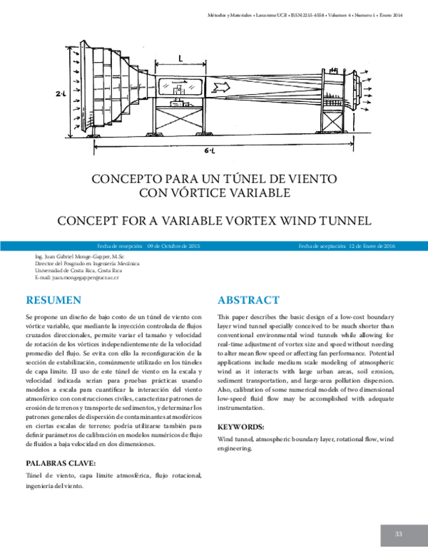 (PDF) Concepto Para Un Túnel De Viento Con Vórtice Variable Concept for ...