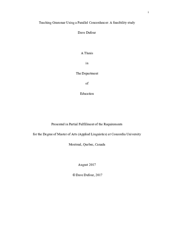 (PDF) Teaching Grammar Using a Parallel Concordancer: A feasibility study