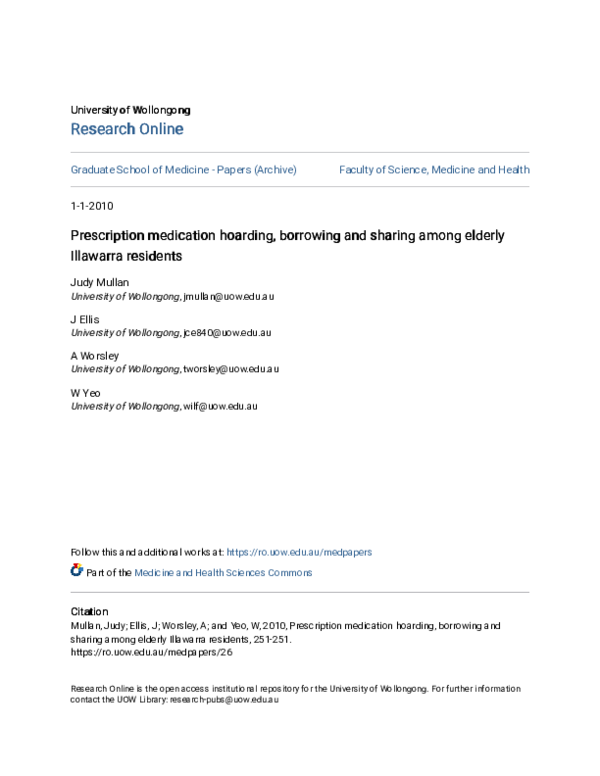 (PDF) Prescription medication hoarding, borrowing and sharing among ...