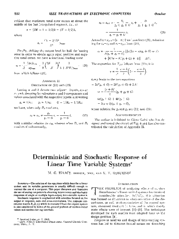 Pdf Deterministic And Stochastic Response Of Linear Time Variable Systems Maurice Isaac