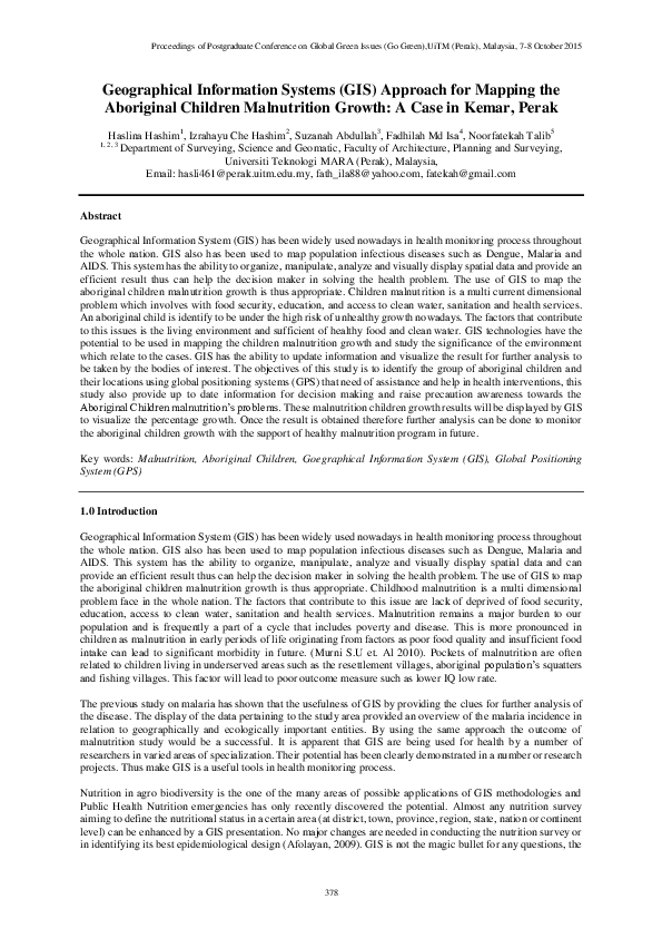 (PDF) Geographical Information Systems (GIS) Approach for Mapping the Aboriginal Children ...