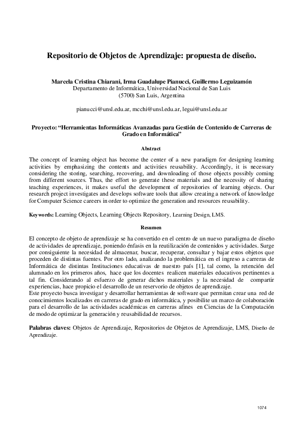 (PDF) Repositorio de Objetos de Aprendizaje: propuesta de diseño