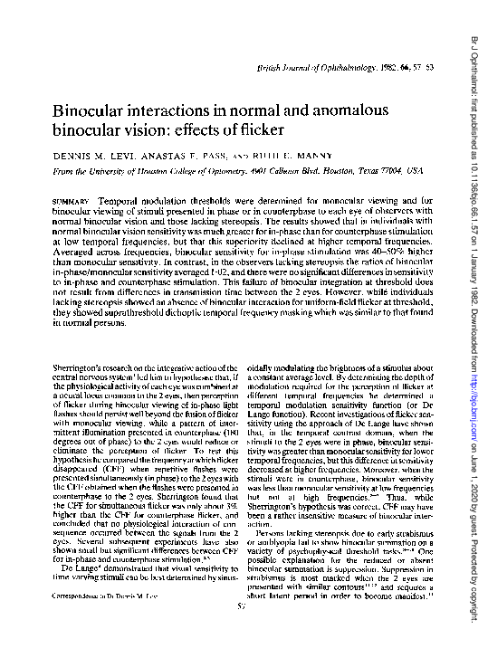 (PDF) Binocular interactions in normal and anomalous binocular vision