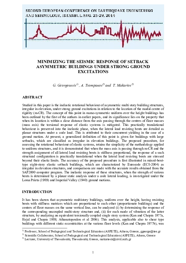 (PDF) Minimizing the Seismic Response of Setback Asymmetric Buildings Under Strong Ground ...