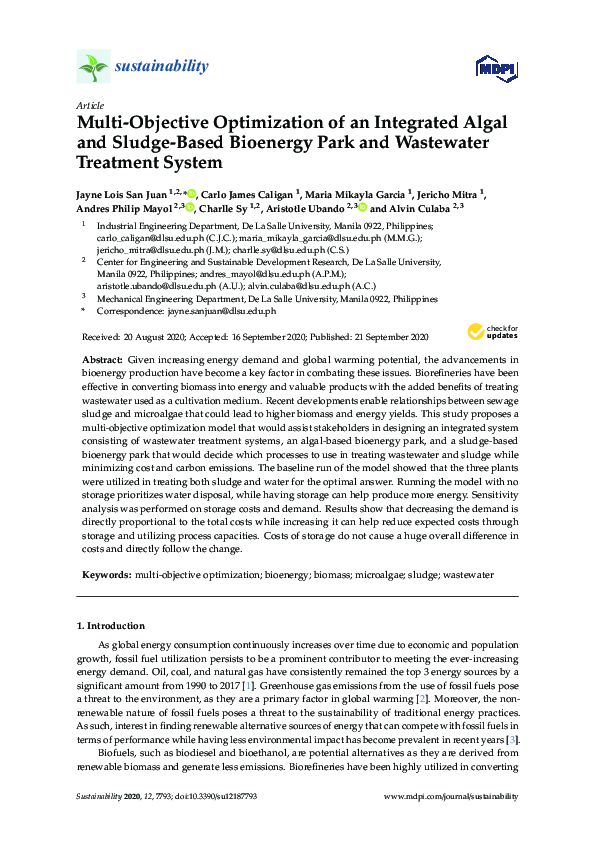 (PDF) Multi-Objective Optimization of an Integrated Algal and Sludge ...