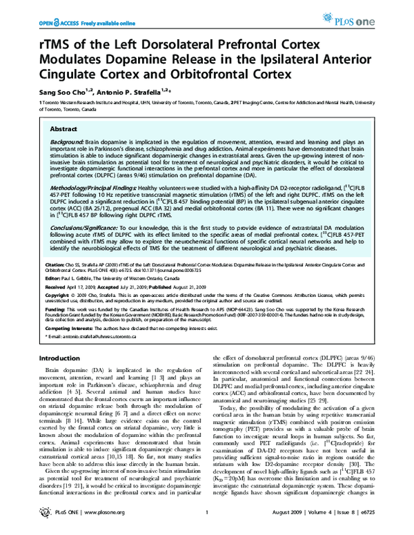 (PDF) rTMS of the left dorsolateral prefrontal cortex modulates ...