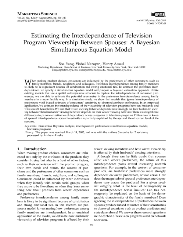 (PDF) Estimating the Interdependence of Television Program Viewership Between Spouses: A ...