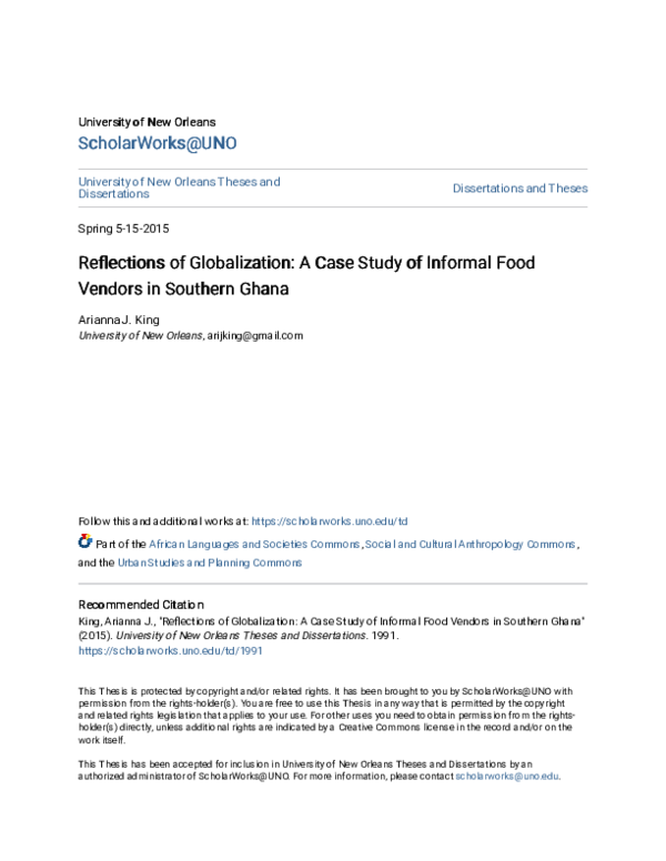 (PDF) Reflections of Globalization: A Case Study of Informal Food ...