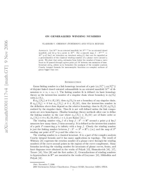 (PDF) On generalized winding numbers | Yuli Rudyak - Academia.edu