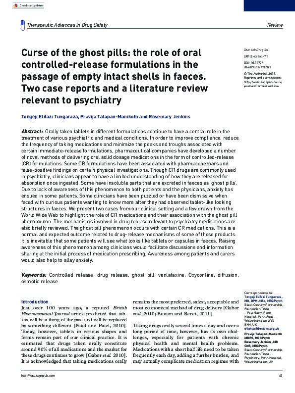 (PDF) Curse of the ghost pills: the role of oral controlled-release ...
