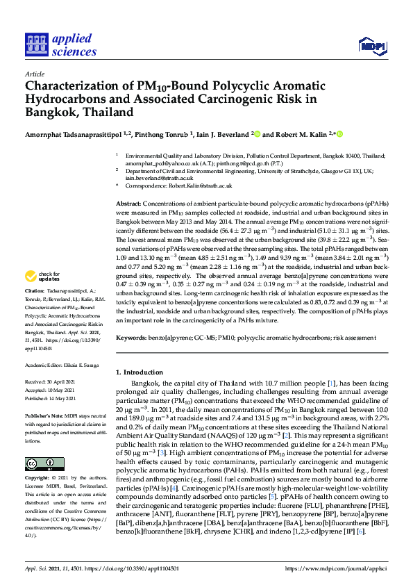 (PDF) Characterization of PM10-Bound Polycyclic Aromatic Hydrocarbons and Associated ...