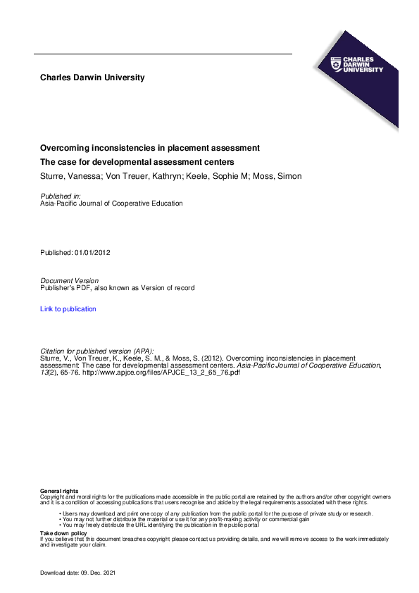(PDF) Overcoming inconsistencies in placement assessment : the case for ...