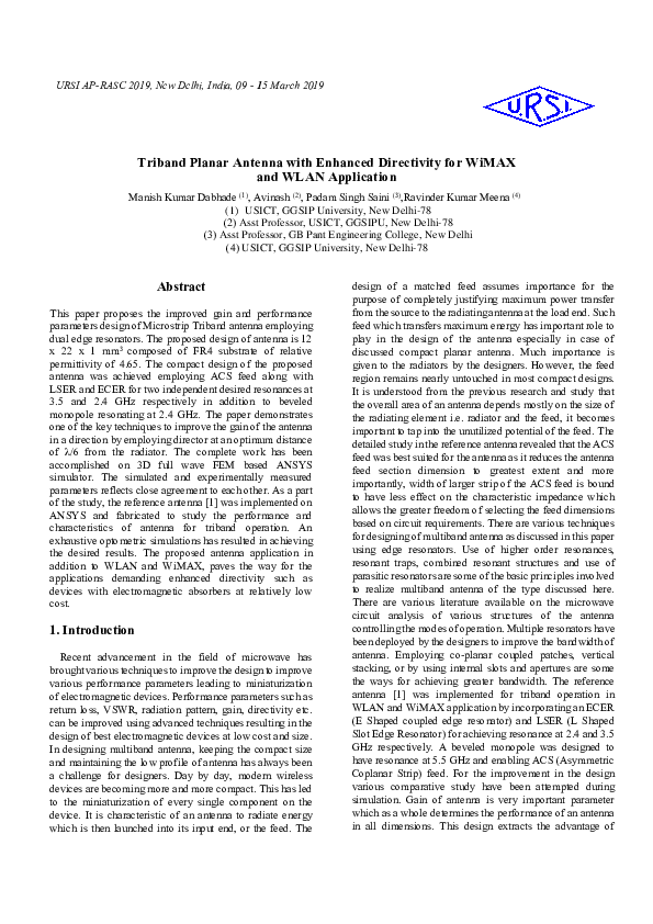 (PDF) Triband Planar Antenna with Enhanced Directivity for WiMAX and ...