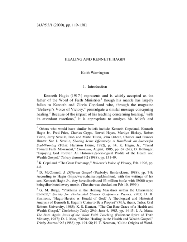 (PDF) Keith Warrington - Healing and Kenneth Hagin (pp. 119-138)
