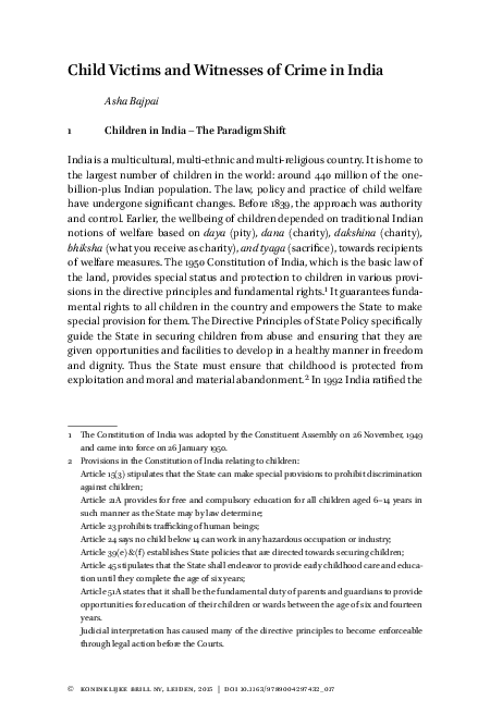 (PDF) Child Victims and Witnesses of Crime in India