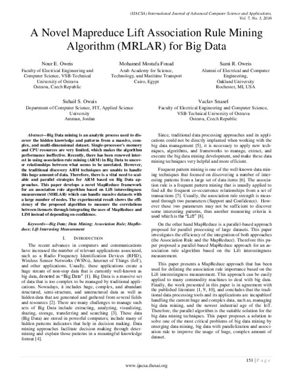 (PDF) A Novel Mapreduce Lift Association Rule Mining Algorithm (MRLAR ...