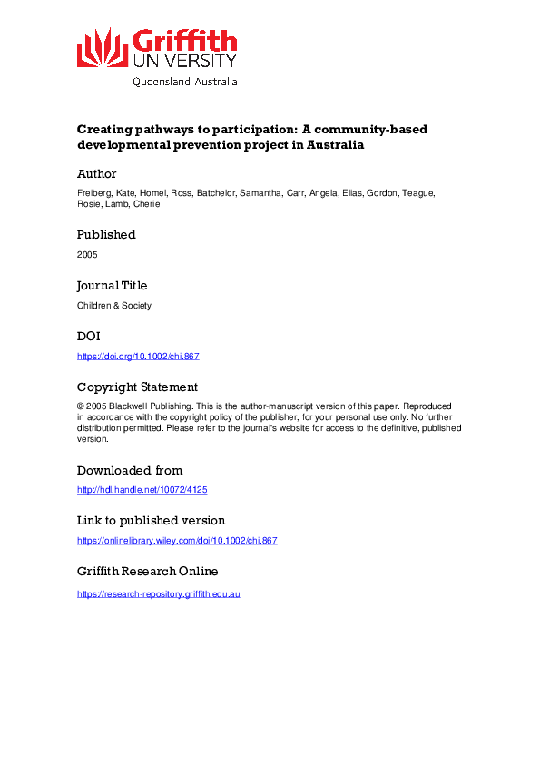 (PDF) Pathways to participation: A community-based developmental ...