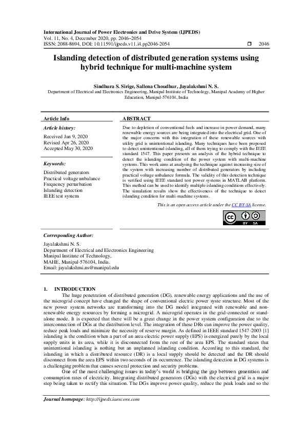 Pdf Islanding Detection Of Distributed Generation Systems Using Hybrid Technique For Multi