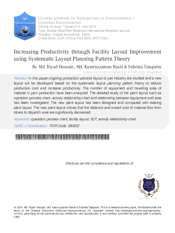 (PDF) Increasing Productivity through Facility Layout Improvement using Systematic Layout ...