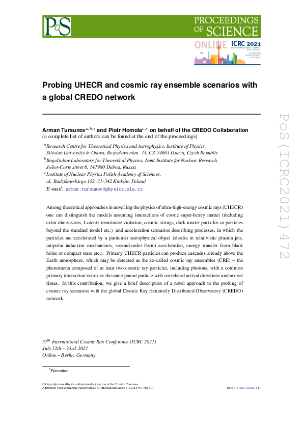(PDF) Probing UHECR and cosmic ray ensemble scenarios with a global ...