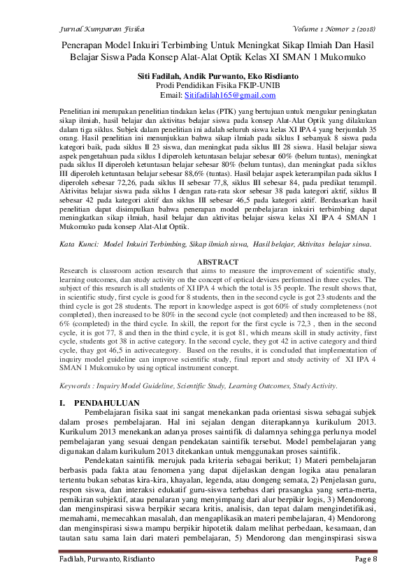 (PDF) Penerapan Model Inkuiri Terbimbing Untuk Meningkatkan Hasil Belajar Siswa Kelas X.5 Sman 1 ...