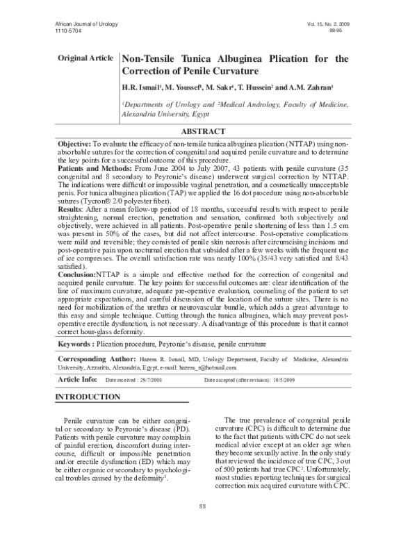 (PDF) Non-tensile tunica albuginea plication for the correction of ...