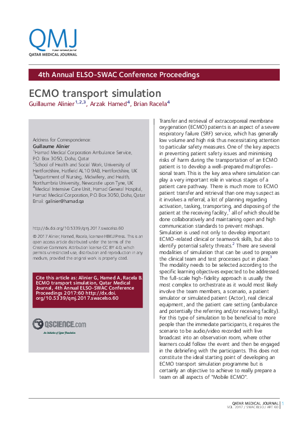(PDF) ECMO transport simulation