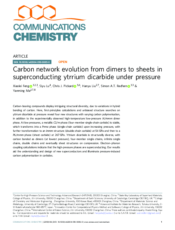(PDF) Carbon network evolution from dimers to sheets in superconducting ...