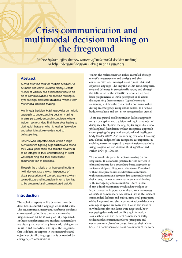 (PDF) Crisis Communication and Multimodal Decision Making on the Fireground