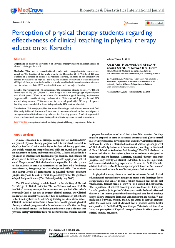 (PDF) Perception of physical therapy students regarding effectiveness ...
