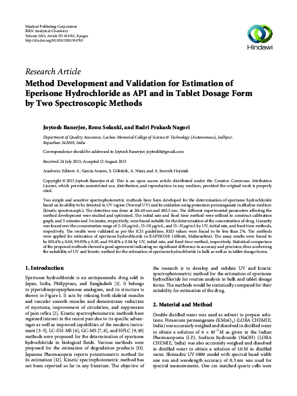 Pdf Method Development And Validation For The Estimation Of Dasatinib Monohydrate Tablets By