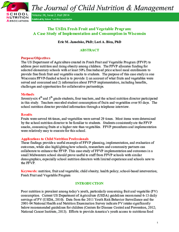 (PDF) The USDA Fresh Fruit and Vegetable Program: A Case Study of ...