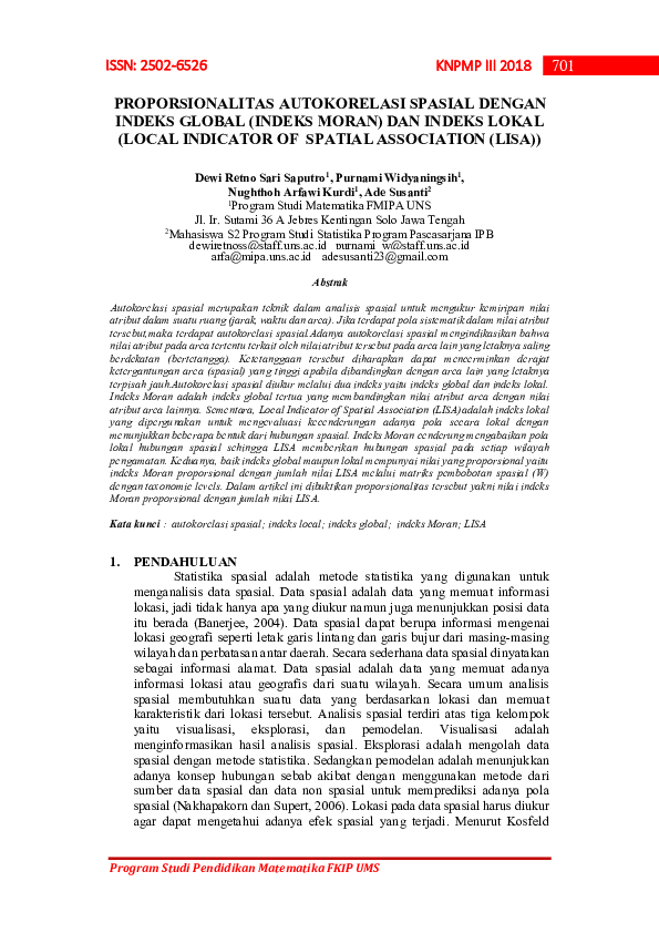 (PDF) Proporsionalitas Autokorelasi Spasial dengan Indeks Global ...