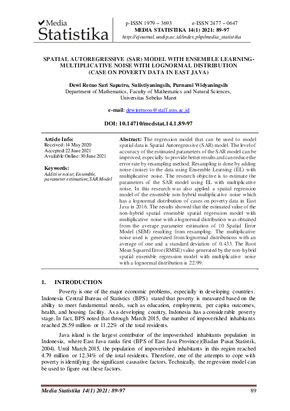 (PDF) Spatial Autoregressive (Sar) Model with Ensemble Learning-Multiplicative Noise with ...