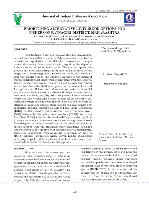 (PDF) PRIORITISING ALTERNATIVE LIVELIHOOD OPTIONS FOR FISHERS OF ...