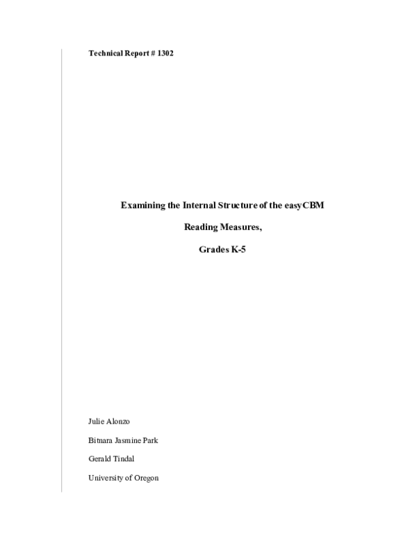 (PDF) Examining the Internal Structure of the easyCBM Reading Measures ...